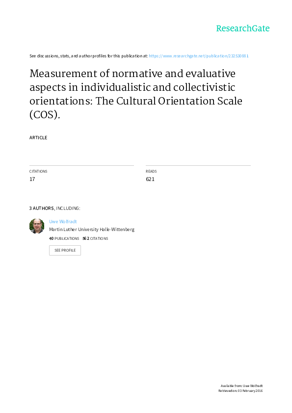(PDF) Measurement of normative and evaluative aspects in ...