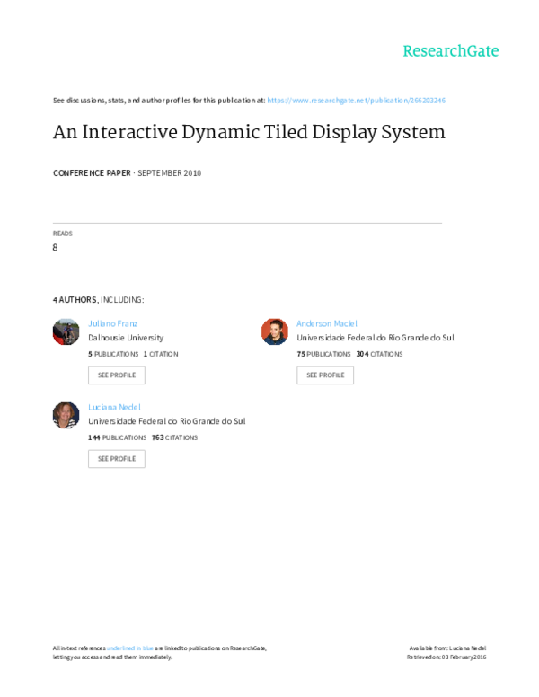 (PDF) An Interactive Dynamic Tiled Display System