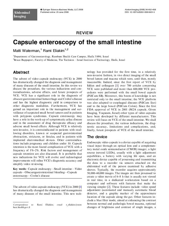 (PDF) Capsule enteroscopy of the small intestine