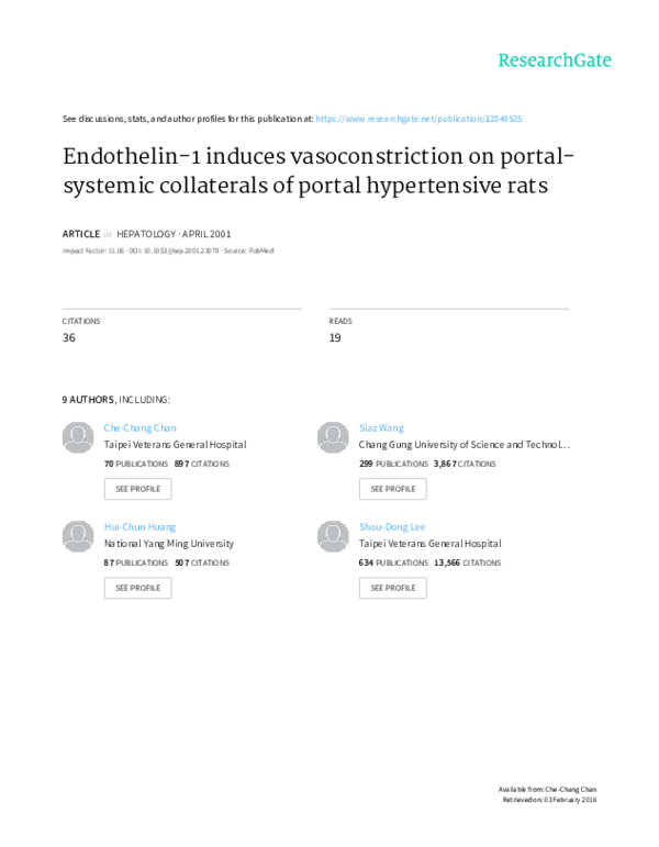 (PDF) Endothelin-1 induces vasoconstriction on portal-systemic ...