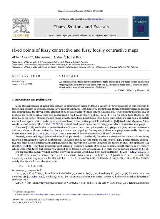 (PDF) Fixed points of fuzzy contractive and fuzzy locally contractive maps (PDF) Fixed points of fuzzy contractive and fuzzy locally contractive maps