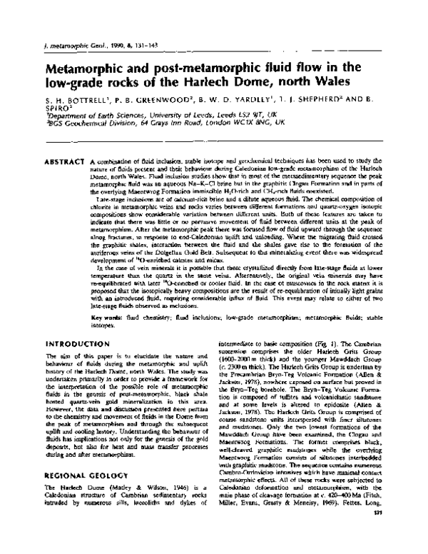 (PDF) Metamorphic and post-metamorphic fluid flow in the low-grade ...