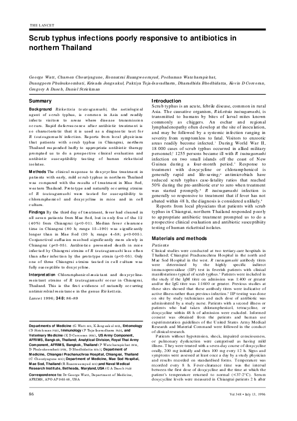 (PDF) Scrub typhus infections poorly responsive to antibiotics in ...