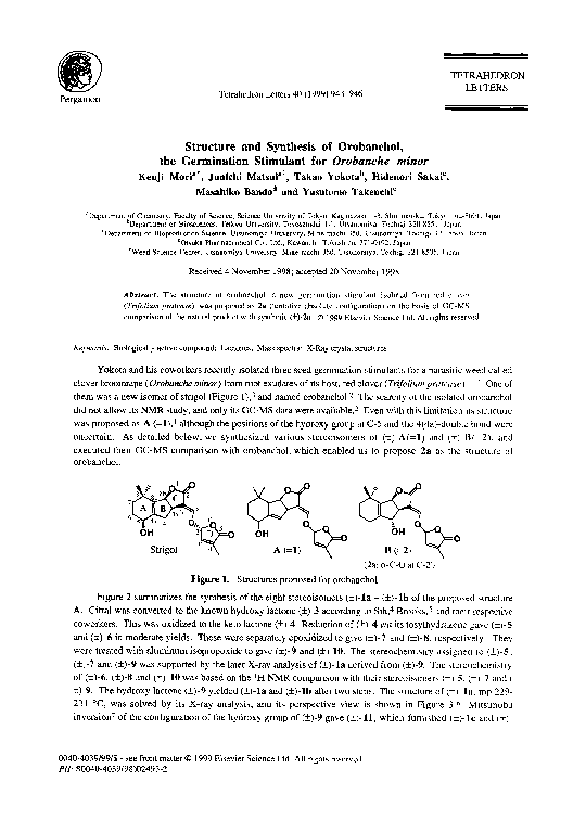 (PDF) Structure and synthesis of orobanchol, the germination stimulant ...