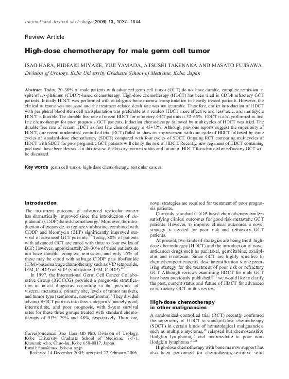 (PDF) High-dose chemotherapy for male germ cell tumor
