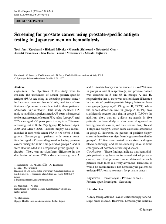 (PDF) Screening for prostate cancer using prostate-specific antigen ...