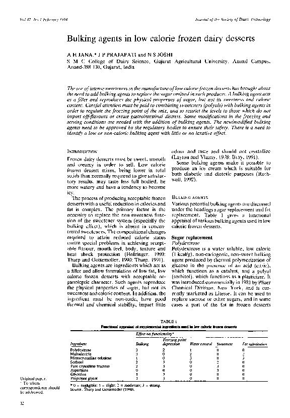 (PDF) Bulking agents in low calorie frozen dairy desserts