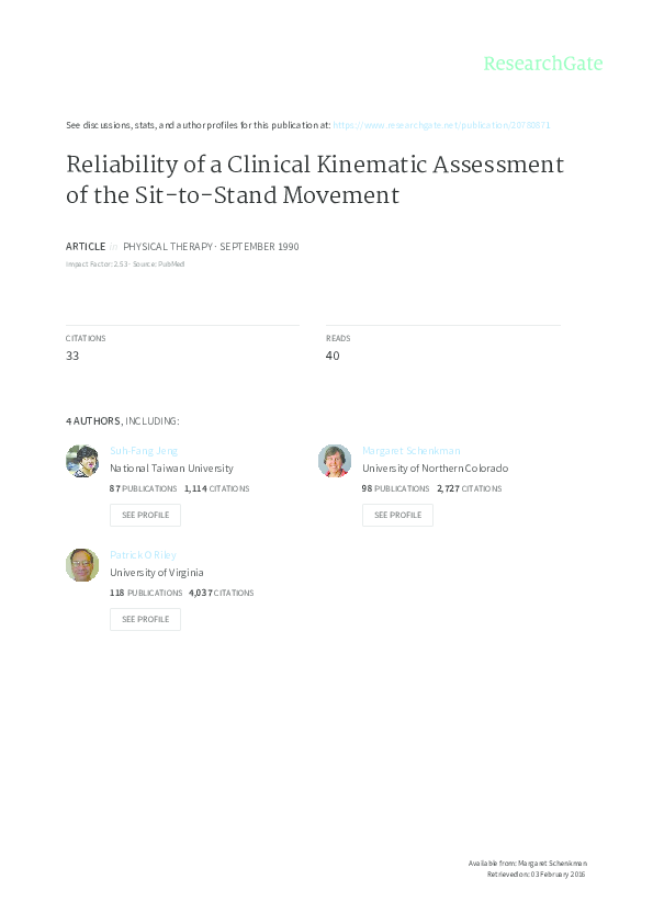 (PDF) Reliability of a Clinical Kinematic Assessment of the Sit-to ...