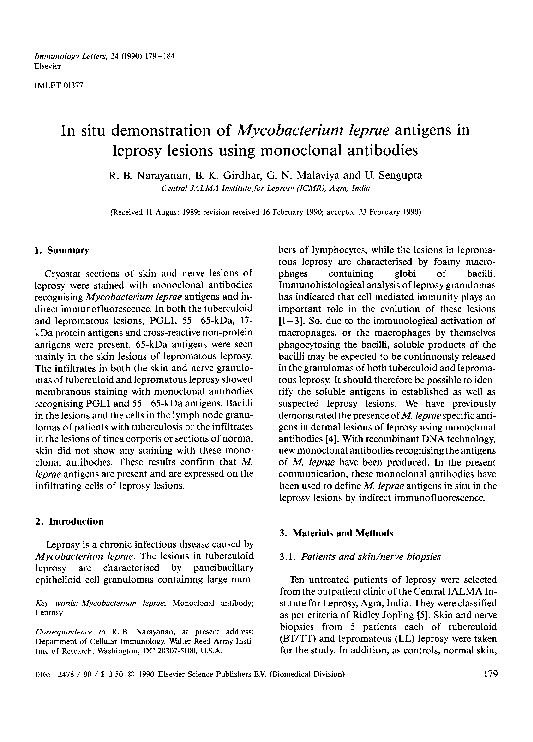 (PDF) In situ demonstration of Mycobacterium leprae antigens in leprosy ...