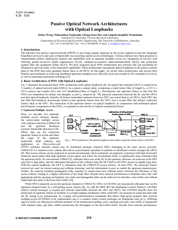 (PDF) Passive optical network architectures with optical loopbacks