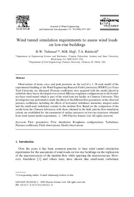 (PDF) Wind tunnel simulation requirements to assess wind loads on low ...
