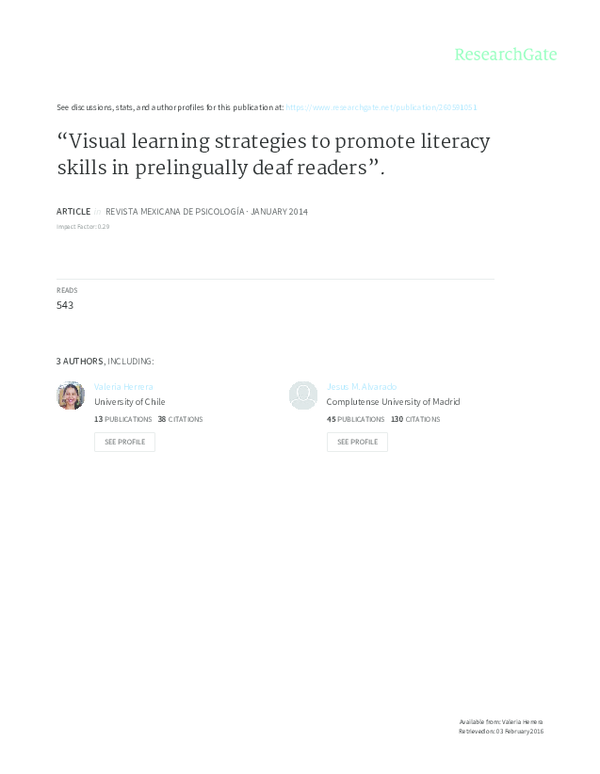 (PDF) “Visual learning strategies to promote literacy skills in ...