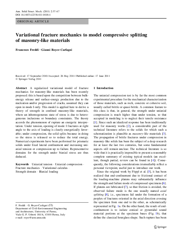(PDF) Variational fracture mechanics to model compressive splitting of ...