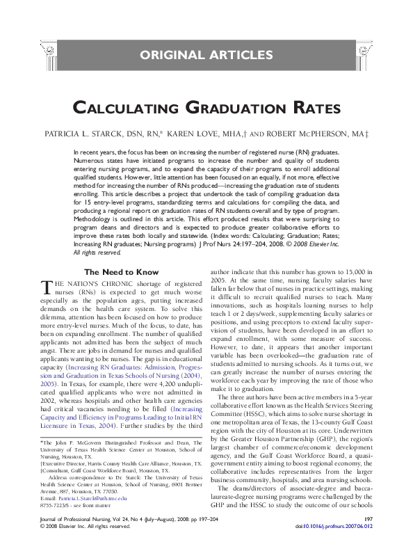(PDF) Calculating graduation rates