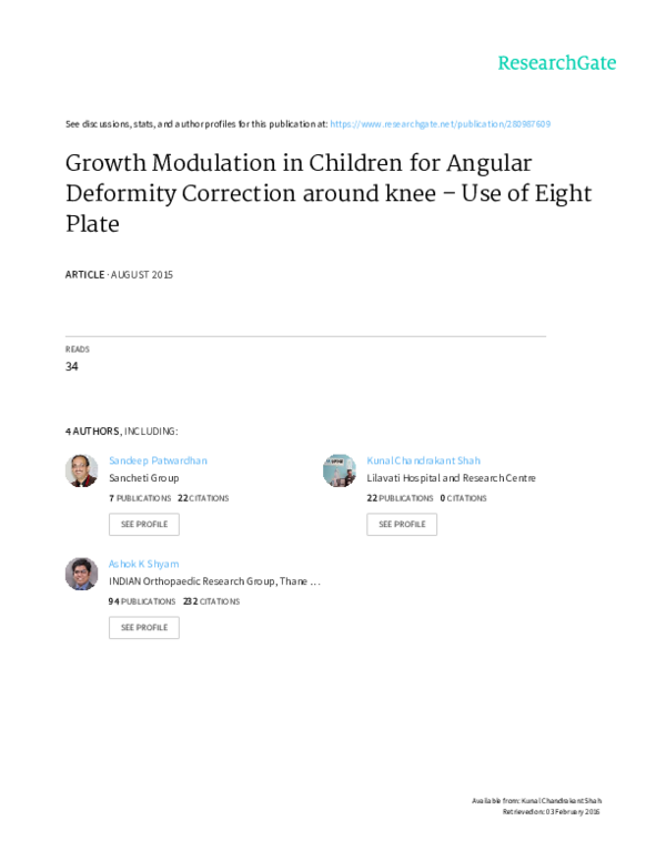 (PDF) Growth Modulation in Children for Angular Deformity Correction ...