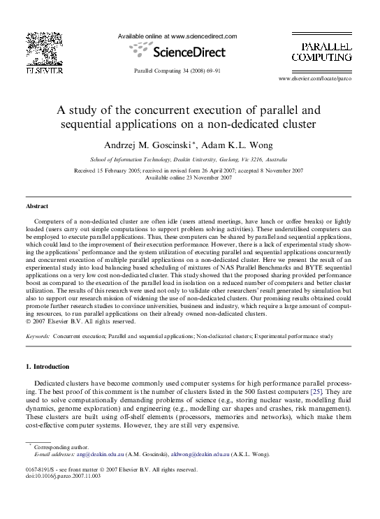 (PDF) A study of the concurrent execution of parallel and sequential ...