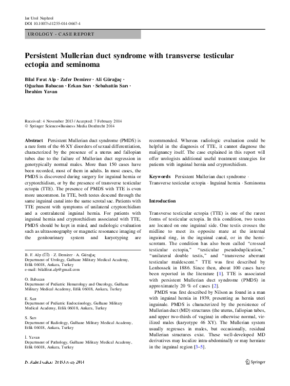 (PDF) Persistent Mullerian Duct Syndrome in a Post Orchideopexy Patient ...