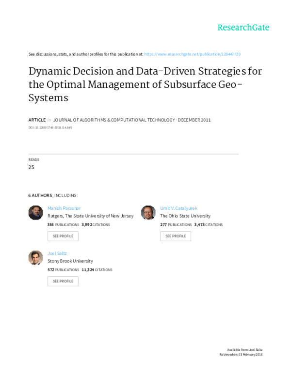 (PDF) Dynamic Decision and Data-Driven Strategies for the Optimal ...