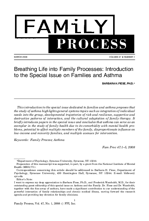 (PDF) Breathing Life into Family Processes: Introduction to the Special ...