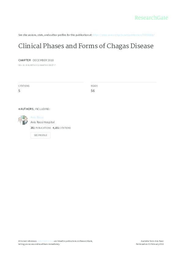 (PDF) Clinical Phases and Forms of Chagas Disease | Anis Rassi ...