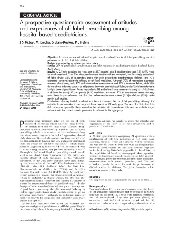 (PDF) A prospective questionnaire assessment of attitudes and ...
