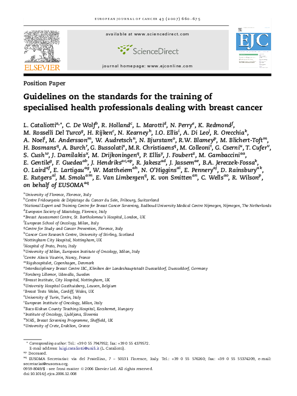 (PDF) Guidelines on the standards for the training of specialised ...