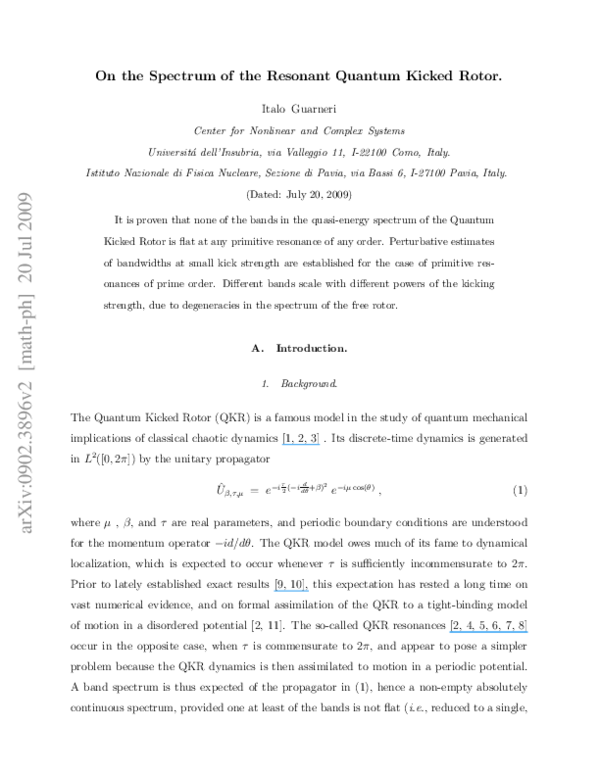 (PDF) On the Spectrum of the Resonant Quantum Kicked Rotor