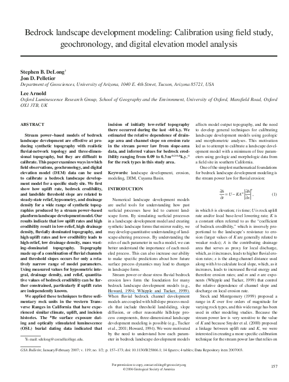 (PDF) Bedrock landscape evolution modeling: calibration using ...