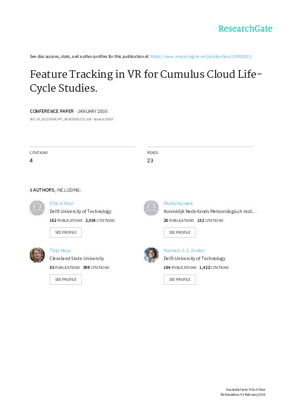 (PDF) Feature tracking in VR for cumulus cloud life-cycle studies