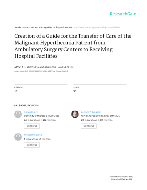 (PDF) Creation of a Guide for the Transfer of Care of the Malignant ...