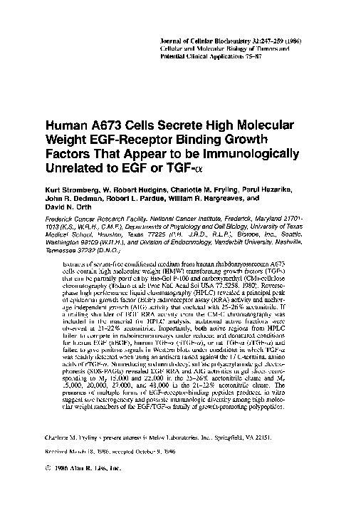 (PDF) Human A673 cells secrete high molecular weight EGF-receptor ...