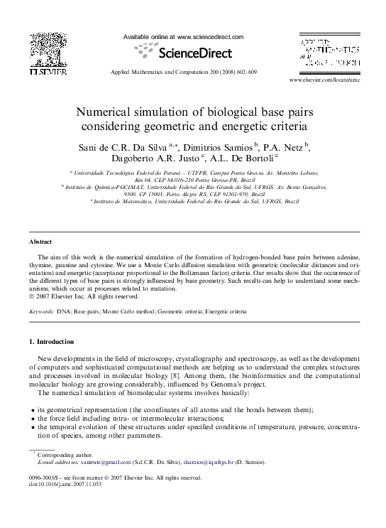 (PDF) Numerical simulation of biological base pairs considering ...