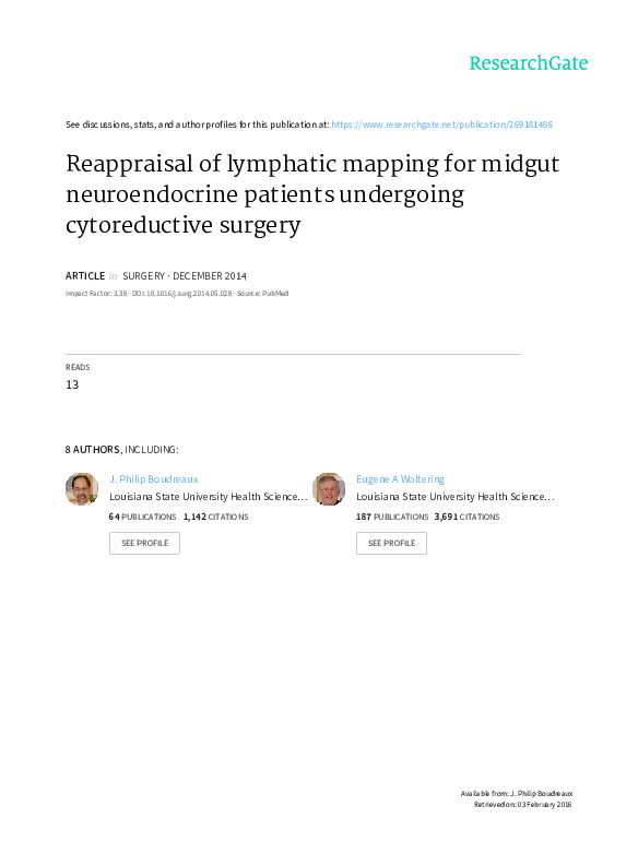 (PDF) Reappraisal of lymphatic mapping for midgut neuroendocrine ...