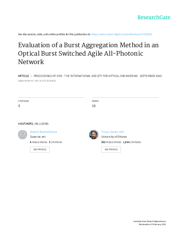(PDF) Evaluation of a burst aggregation method in an optical burst ...