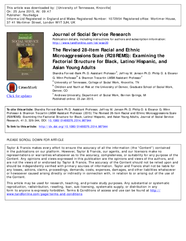 (PDF) The Revised 28-Item Racial and Ethnic Microaggressions Scale ...