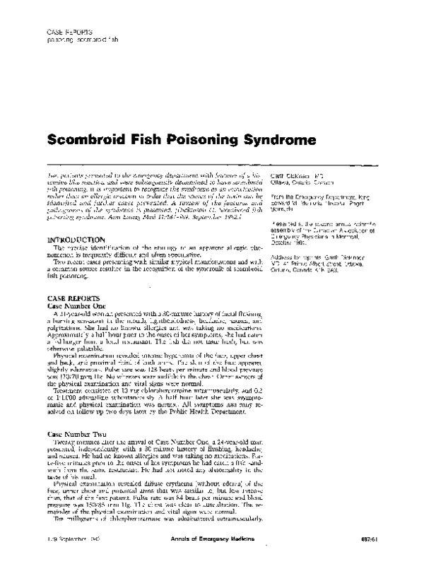 (PDF) Scombroid fish poisoning syndrome