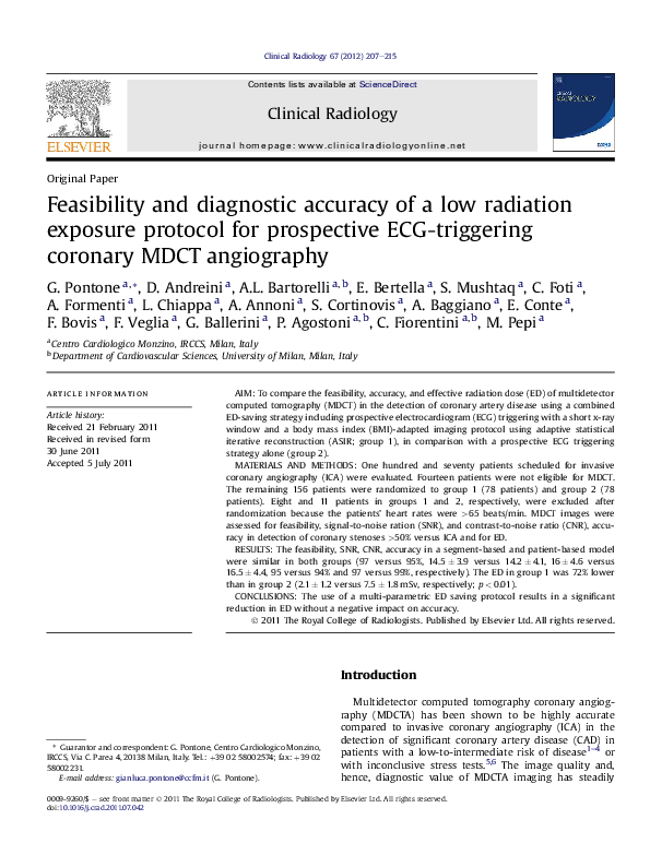 (PDF) Feasibility and diagnostic accuracy of a low radiation exposure ...