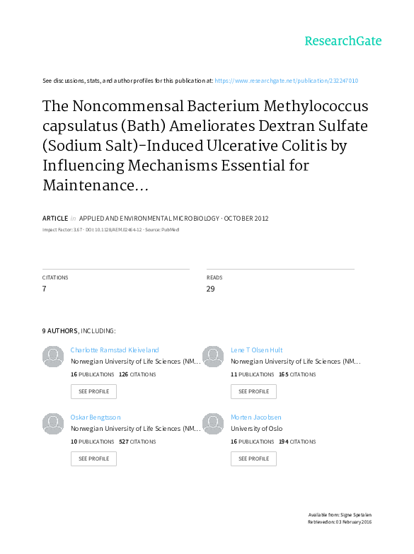 (PDF) The Noncommensal Bacterium Methylococcus capsulatus (Bath ...