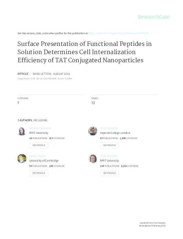 (PDF) Surface presentation of functional peptides in solution ...