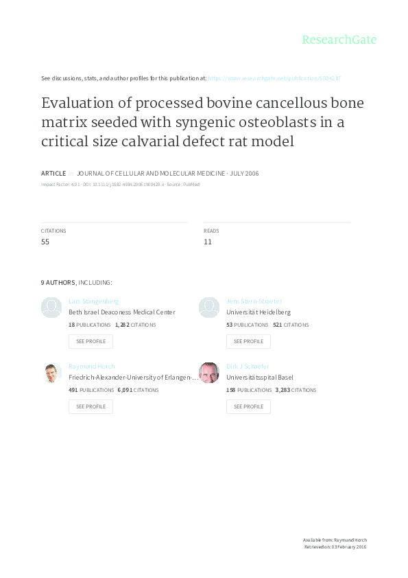 (PDF) Evaluation of processed bovine cancellous bone matrix seeded with ...