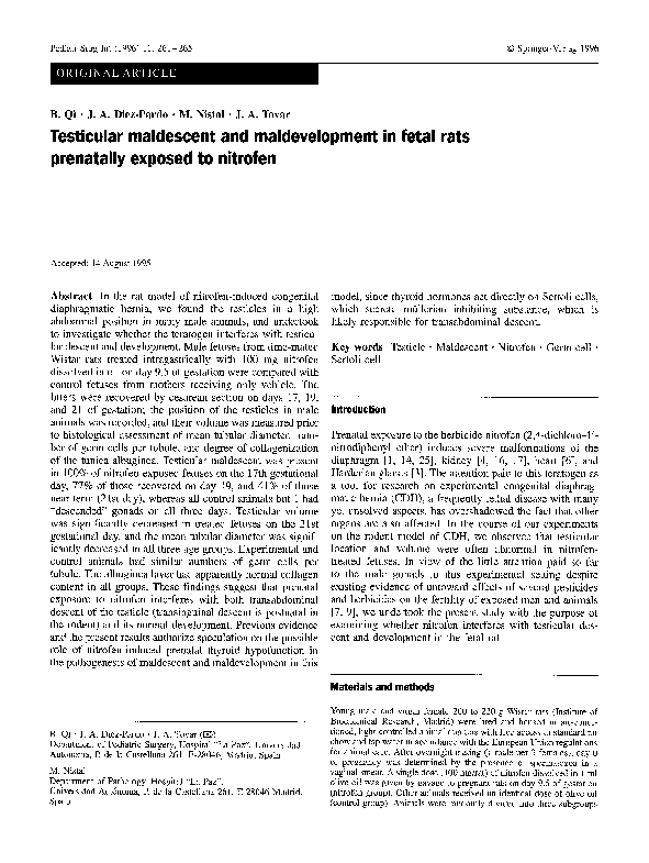 (PDF) Testicular maldescent and maldevelopment in fetal rats prenatally ...