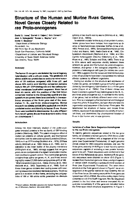 (PDF) Structure of the human and murine R-ras genes, novel genes ...