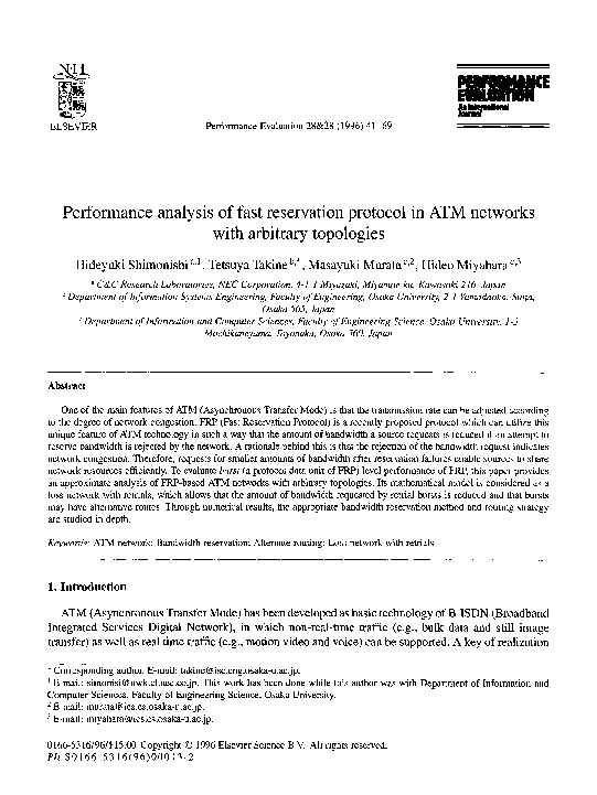 (PDF) Performance analysis of fast reservation protocols in ATM networks