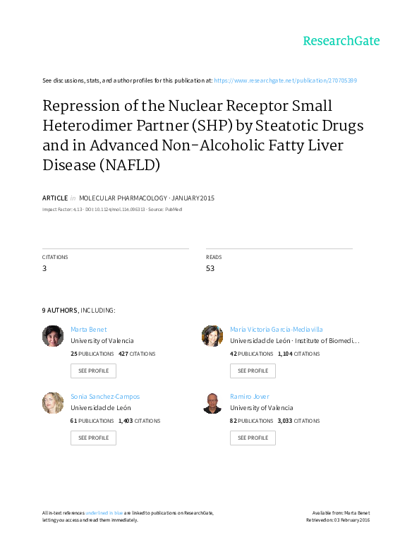 (PDF) Repression of the Nuclear Receptor Small Heterodimer Partner (SHP ...