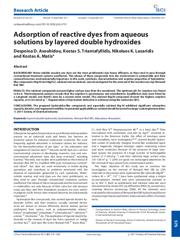 (PDF) Adsorption of reactive dyes from aqueous solutions by tannery sludge developed activated ...