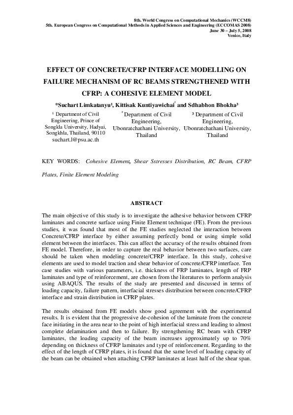 (PDF) Effect of Concrete/CFRP Interface Modelling on Failure Mechanism of RC Beams Strengthened ...