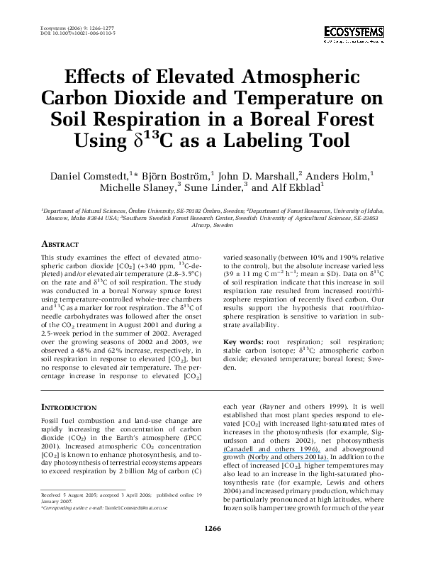 (PDF) Effects of Elevated Atmospheric Carbon Dioxide and Temperature on Soil Respiration in a ...