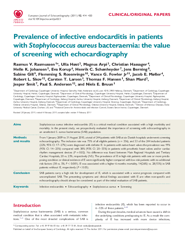 (PDF) Prevalence of infective endocarditis in patients with ...