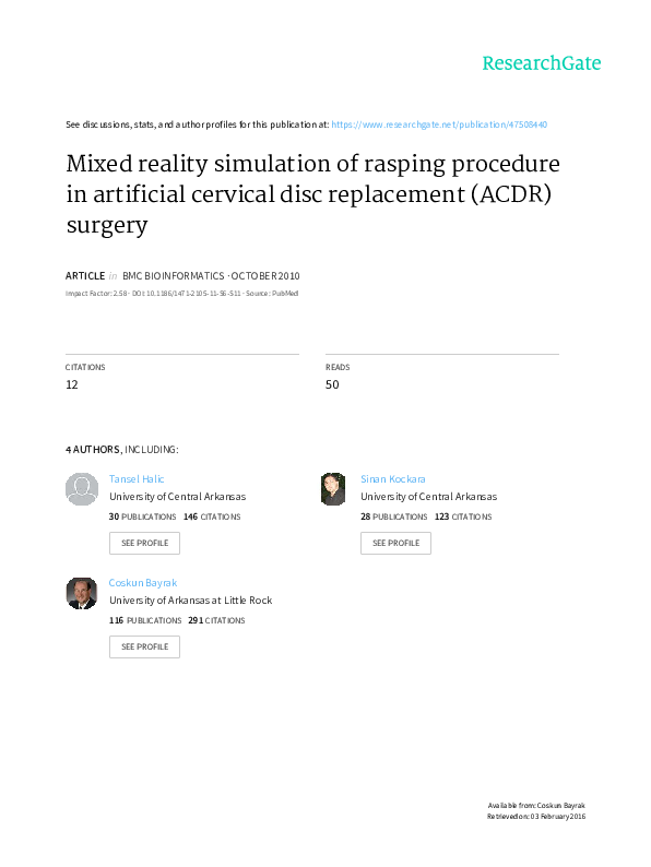 (PDF) Mixed reality simulation of rasping procedure in artificial ...