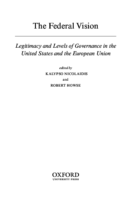 (PDF) The Federal Vision: Legitimacy and Levels of Governance in the ...